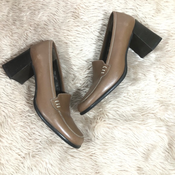 Coach | Shoes | Vintage Coach Tan Chunky Heel Block Heels | Poshmark